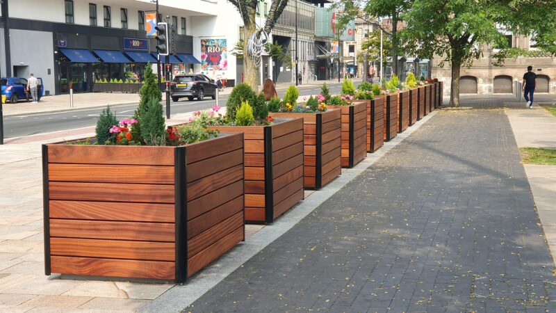 HVM Toledo PAS 68 Timber Planter – CT50 - Townscape Products