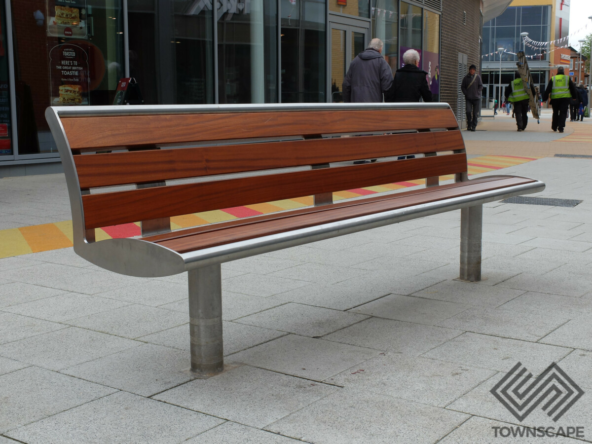 Stainless Steel and Timber Seat Wessex - Townscape Products