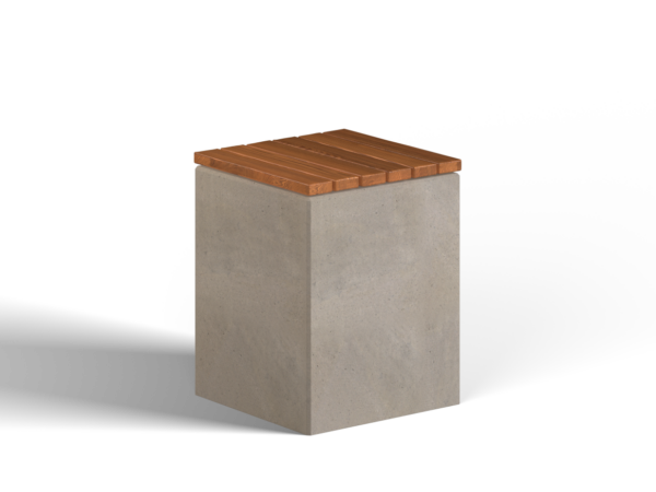Concrete Cube Seat Unity with Hardwood Timber Seat - Townscape Products