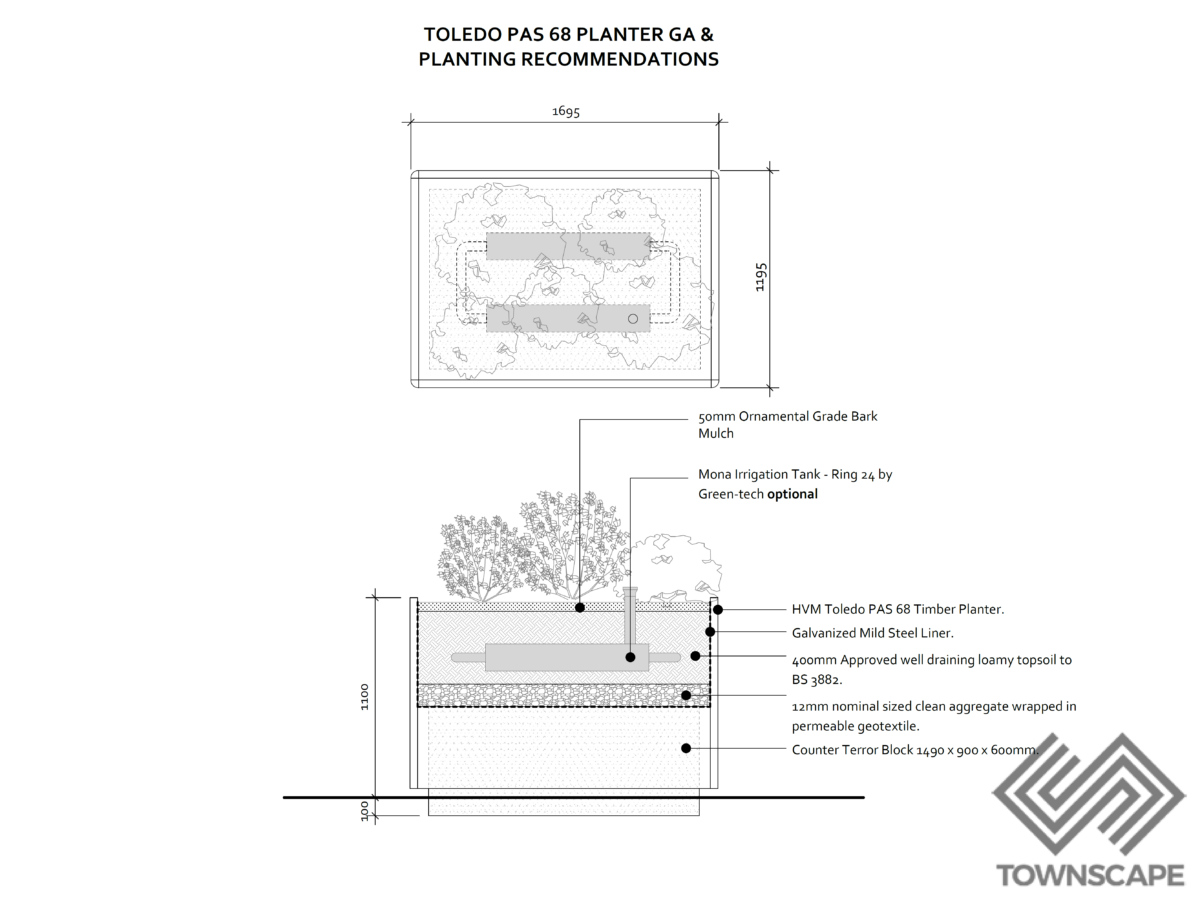 HVM Toledo PAS 68 Timber Planter – CT Ultra Shallow Mount 40 mph ...
