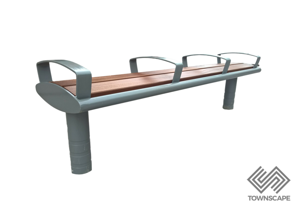 Mild Steel and Timber Wessex Bench - Townscape Products