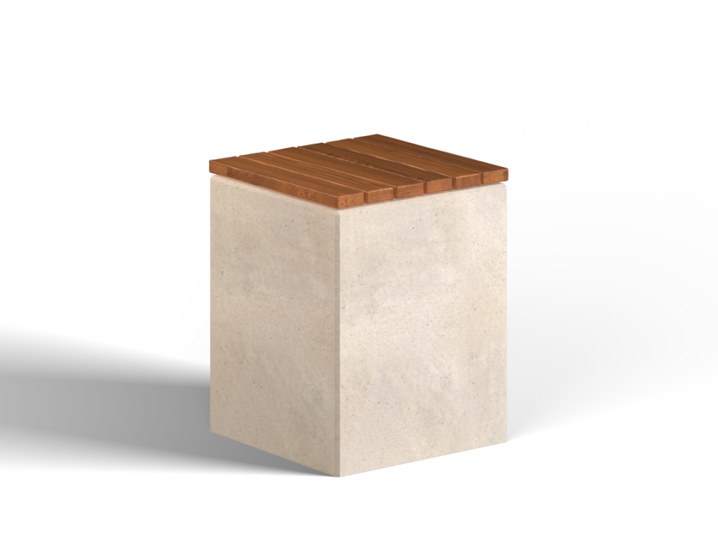 Concrete Cube Seat Unity with Hardwood Timber Seat - Townscape Products