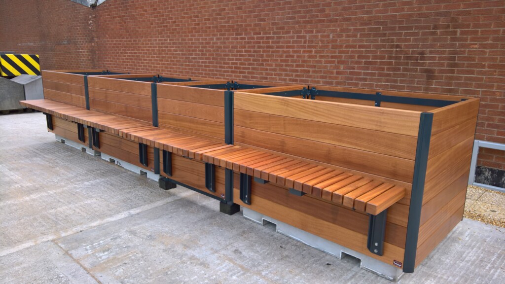 HVM Toledo PAS 68 Timber Planter – CT USM with Seating 40 mph ...