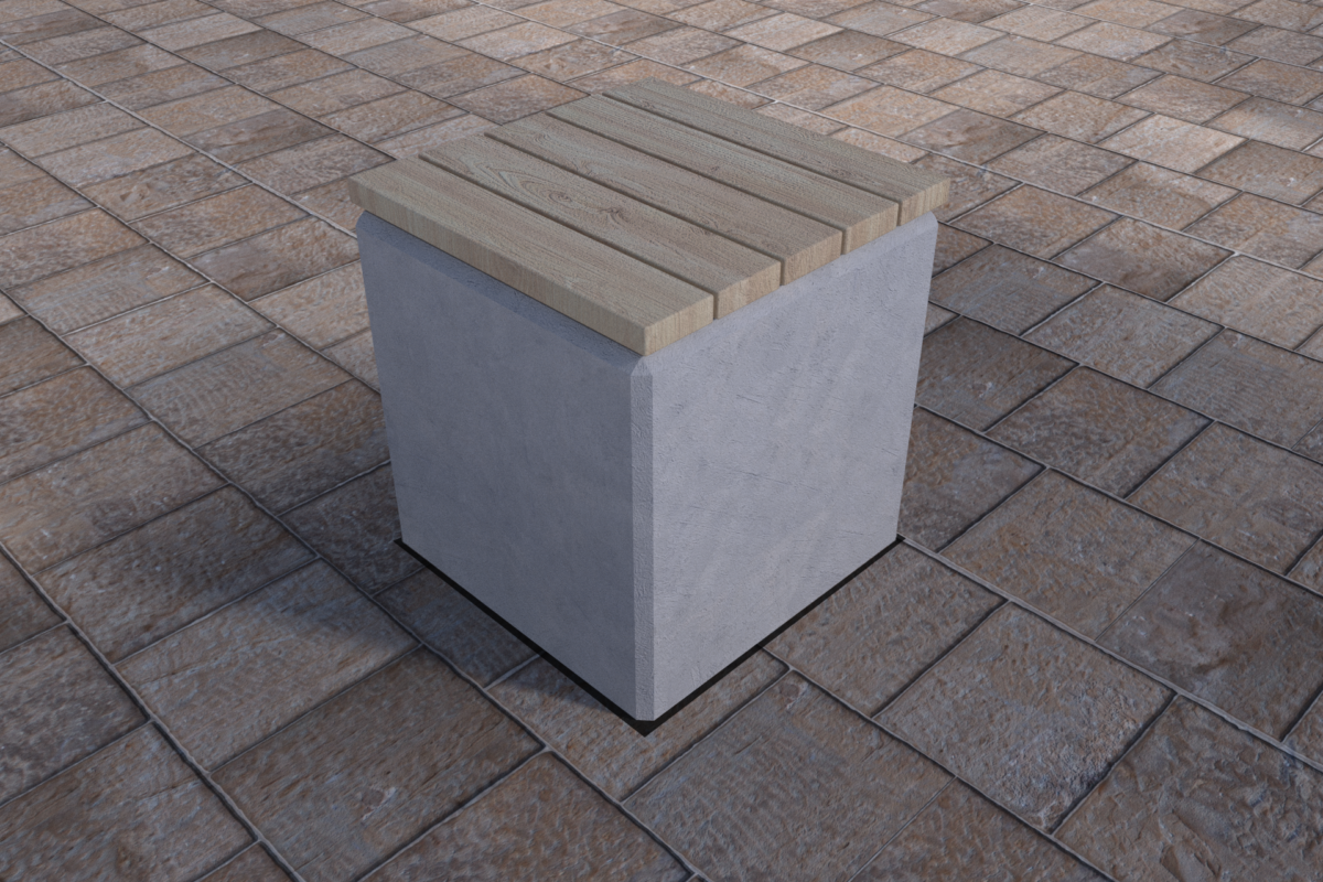 Concrete Cube Seat Unity with Hardwood Timber Seat - Townscape Products