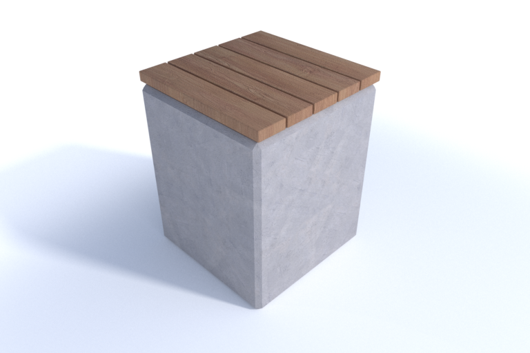 Concrete Cube Seat Unity with Hardwood Timber Seat - Townscape Products