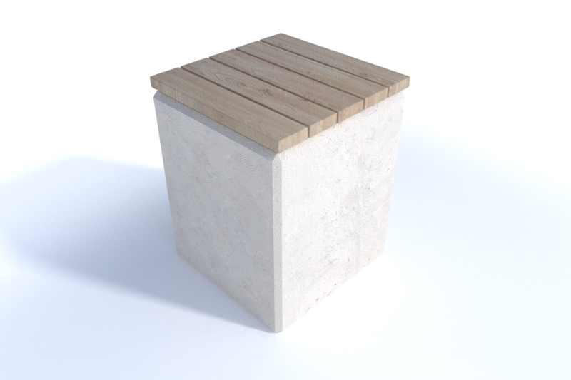 Concrete Cube Seat Unity with Hardwood Timber Seat - Townscape Products