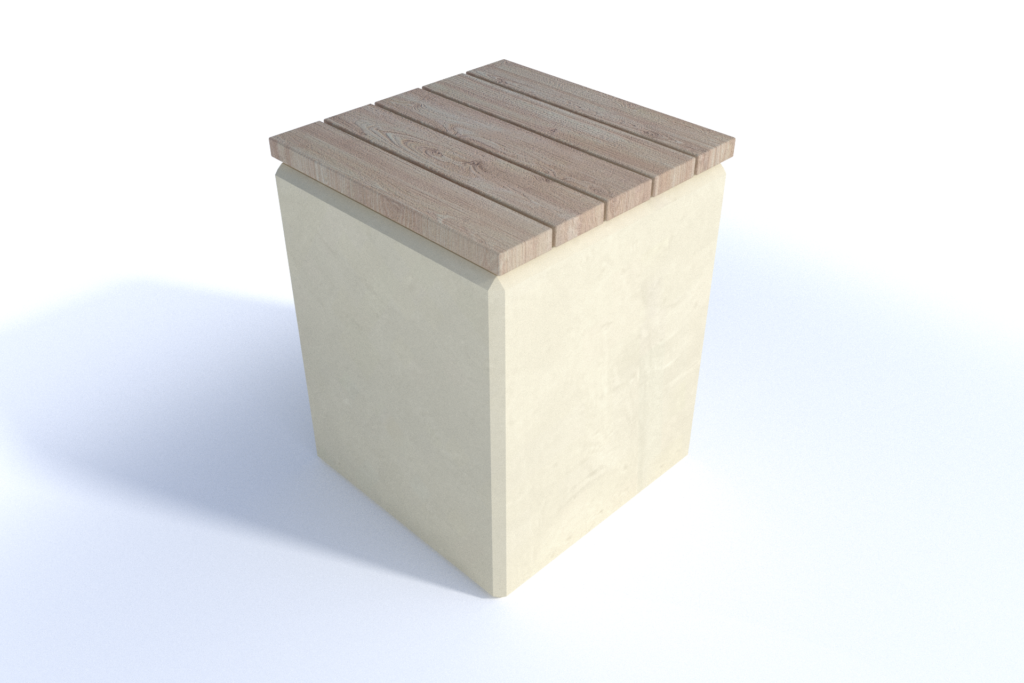 Concrete Cube Seat Unity with Hardwood Timber Seat - Townscape Products