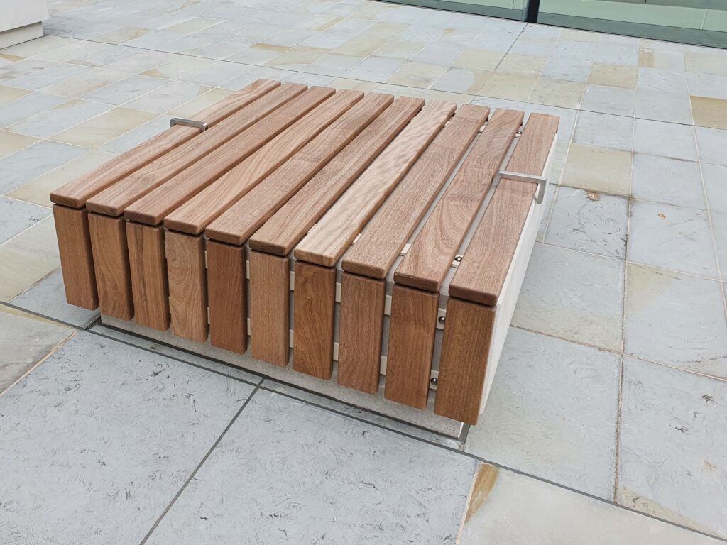 HVM Counter Terror Concrete Block Square Seat 125 with Hardwood Seat ...