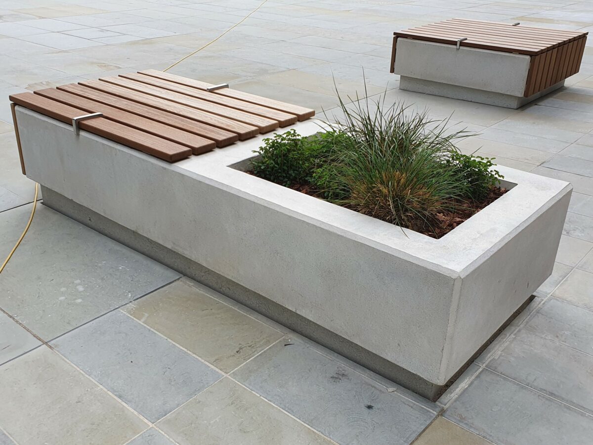 Concrete Planter Bench Bishopsgate 2400 - Townscape Products