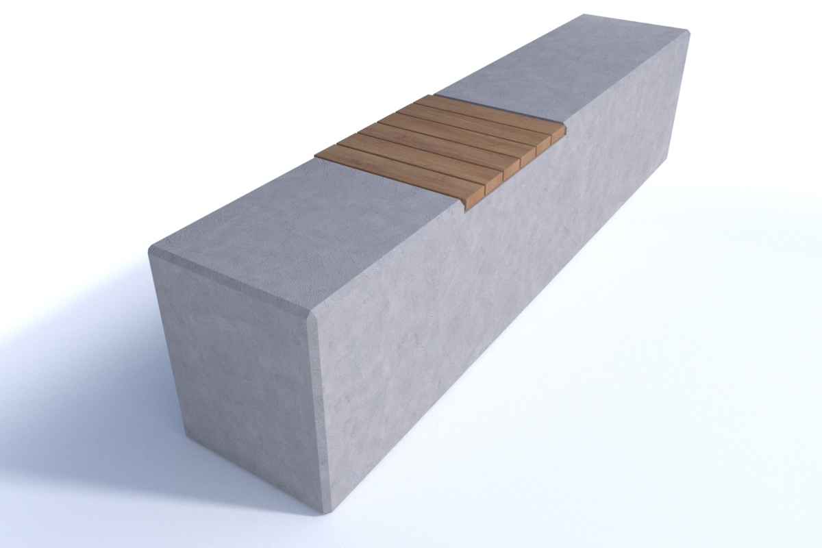 Concrete Bench Unity 2500 with inset 600mm Deck Seat Top - Townscape ...