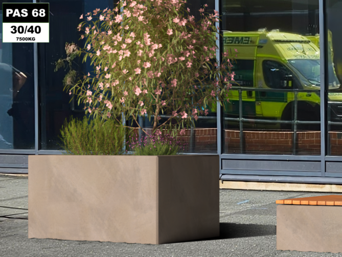 PAS 68 CT Block Planter 1490 - Ultra Shallow Mount - Townscape Products