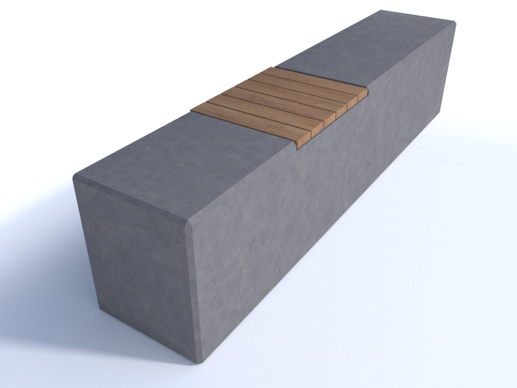 Concrete Bench Unity 2500 with inset 600mm Deck Seat Top - Townscape ...