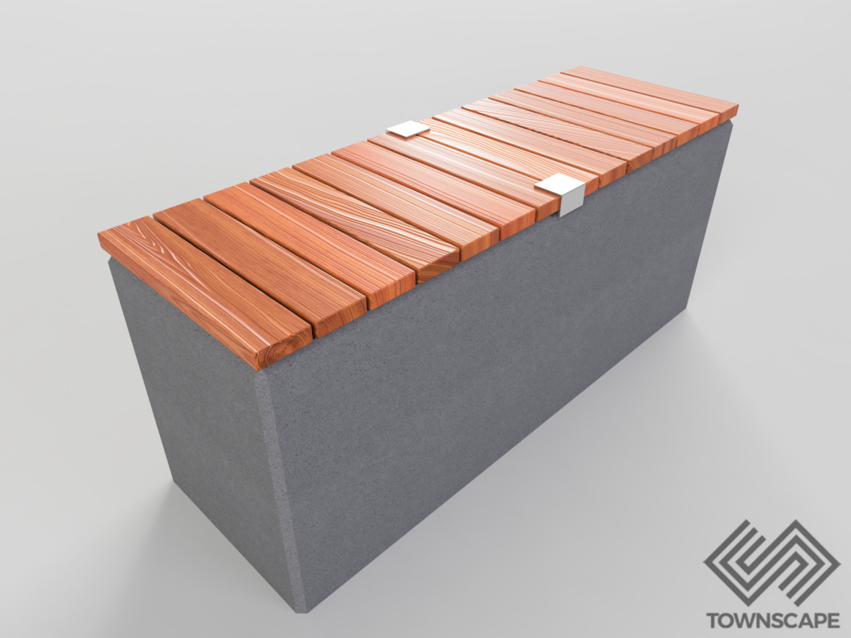 Concrete Bench Unity 1500 with Hardwood Timber Seat - Townscape Products