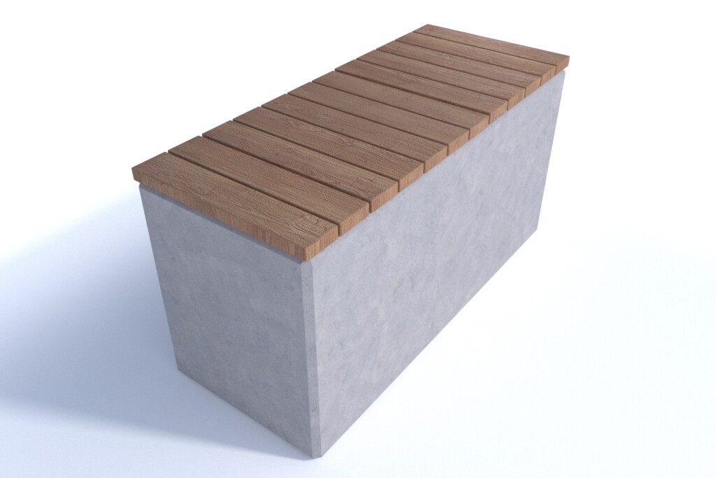 Concrete Bench Unity 1500 with Hardwood Timber Seat - Townscape Products