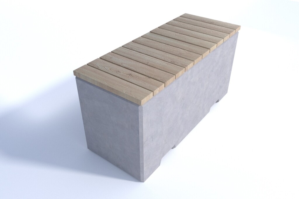 Concrete Bench Unity 1250 with Hardwood Timber Seat and Forklift ...