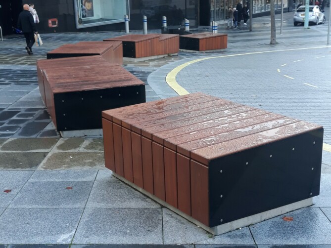 Hostile Vehicle Mitigation Seating | PAS 68 Timber Clad Seat