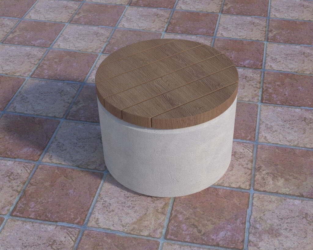 Concrete Seat Unity Penny with Hardwood Timber Seat - Townscape Products
