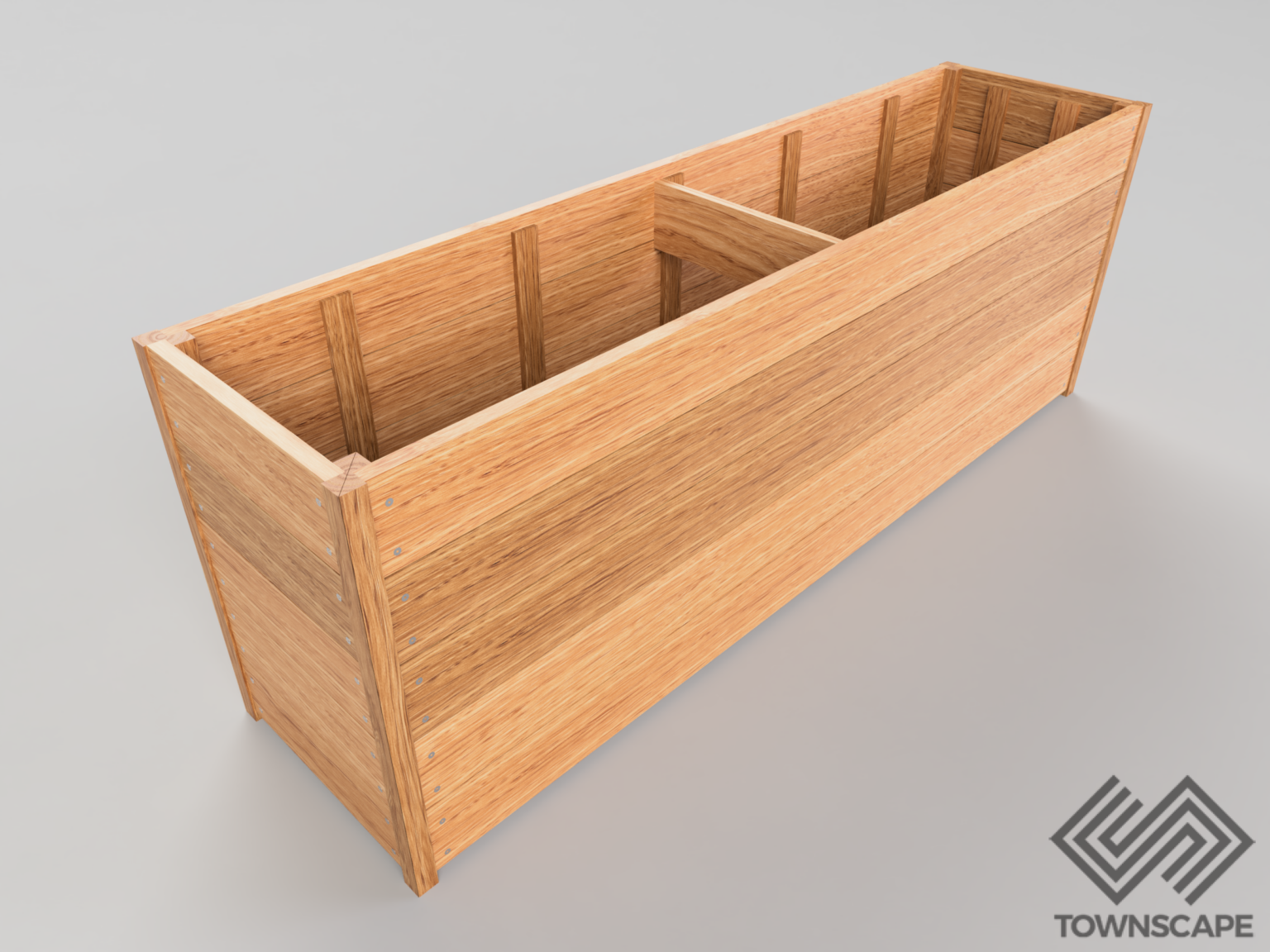 Timber Planter Economy Trafford Hardwood 2000 x 500 - Townscape Products