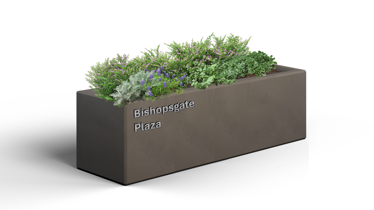 PAS 68 CT Block Planter 3000 - Ultra Shallow Mount - Townscape Products