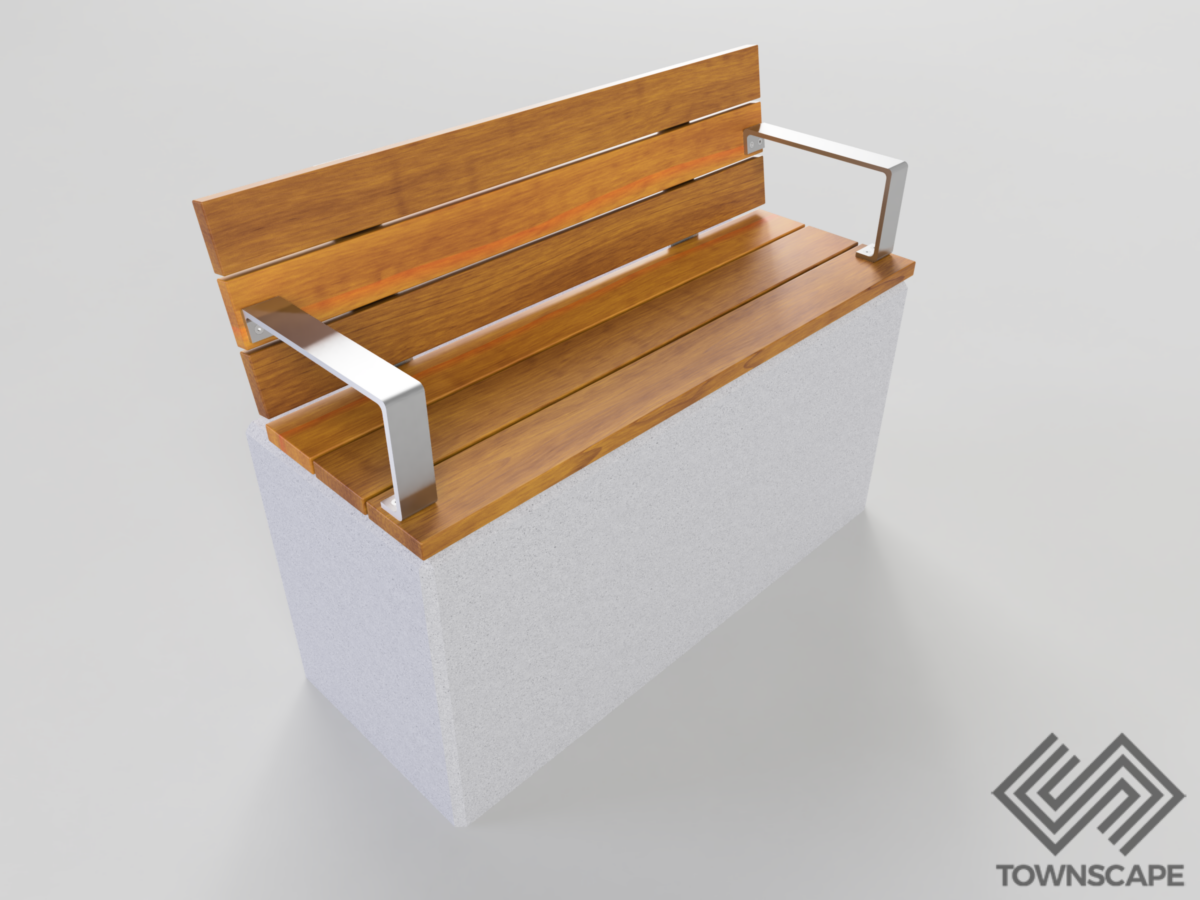Concrete Bench Unity 1250 with Hardwood Timber Seat and Bishop Back ...