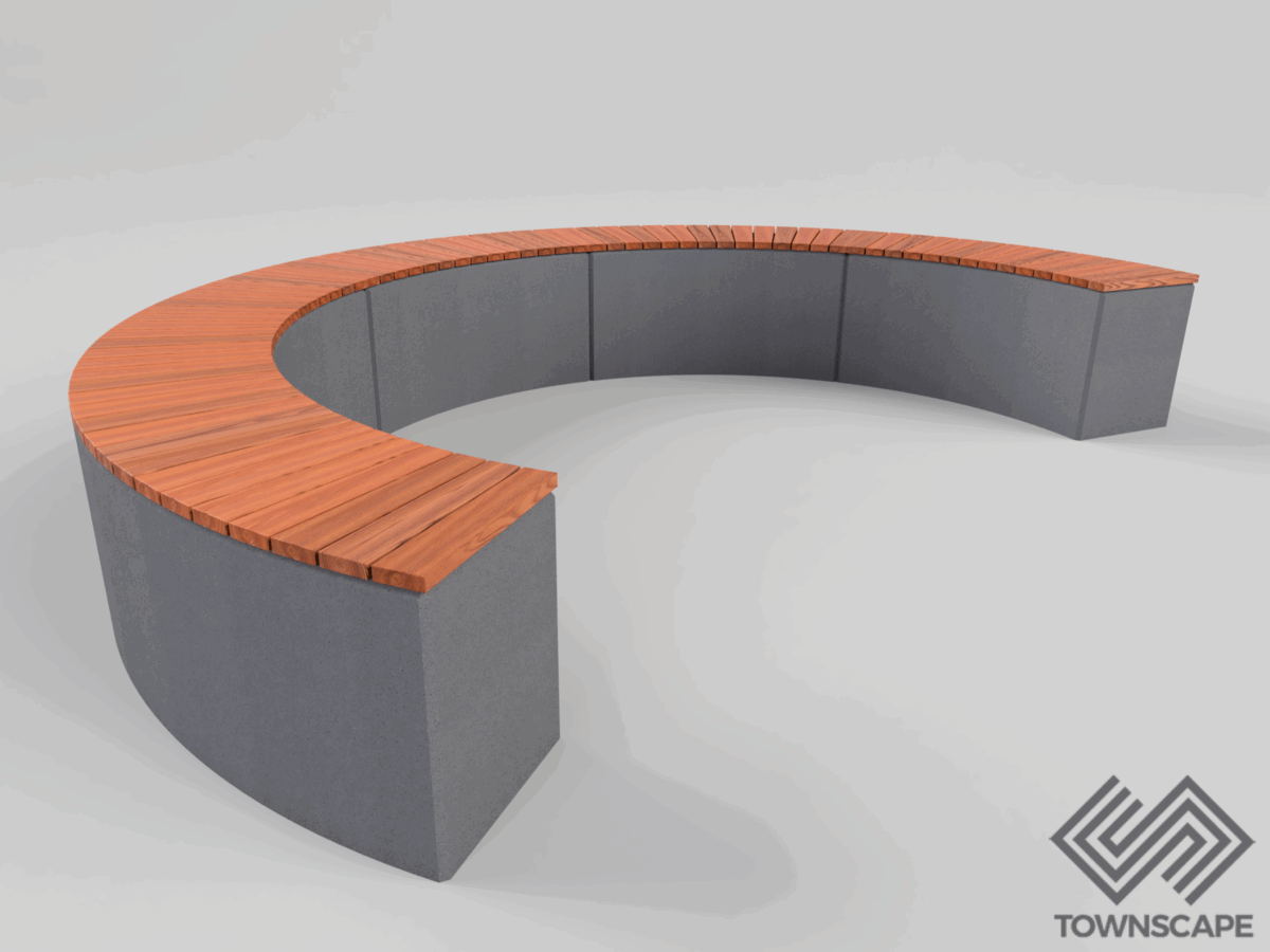 Concrete Bench Unity 1500mm Internal Radius - Townscape Products